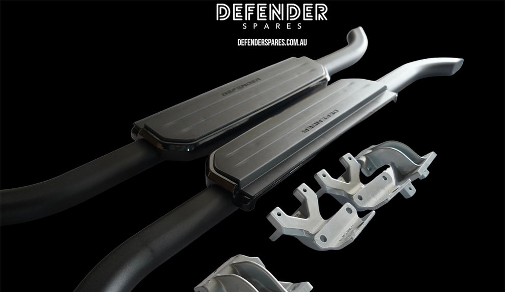 Defender 90 Fixed Side Steps - Black – Defender Spares